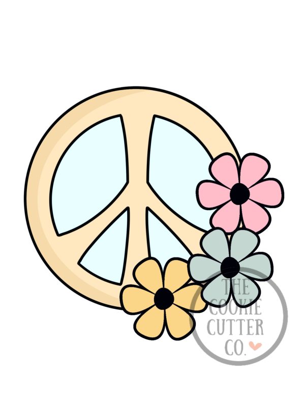 Floral Peace sign cookie cutter – The Cookie Cutter Co