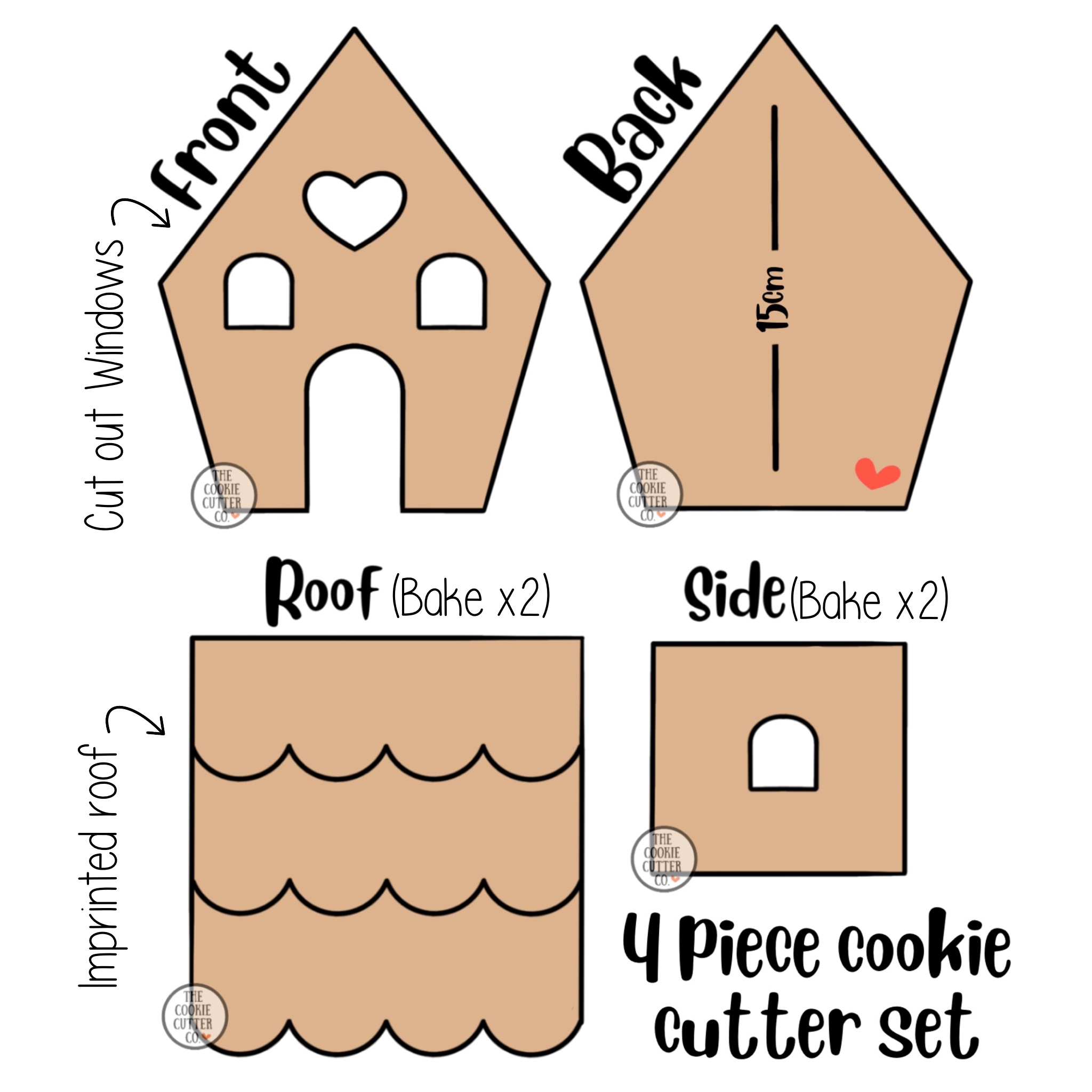15cm LARGE Gingerbread House Set – The Cookie Cutter Co